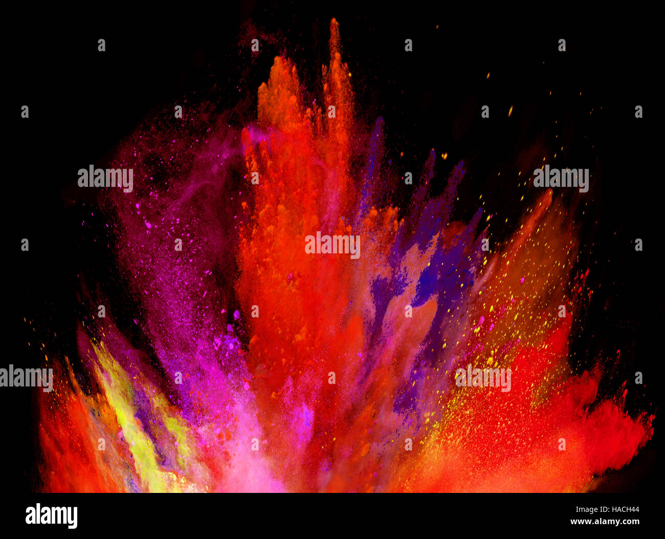 Explosion of colored powder, isolated on black background Stock Photo ...