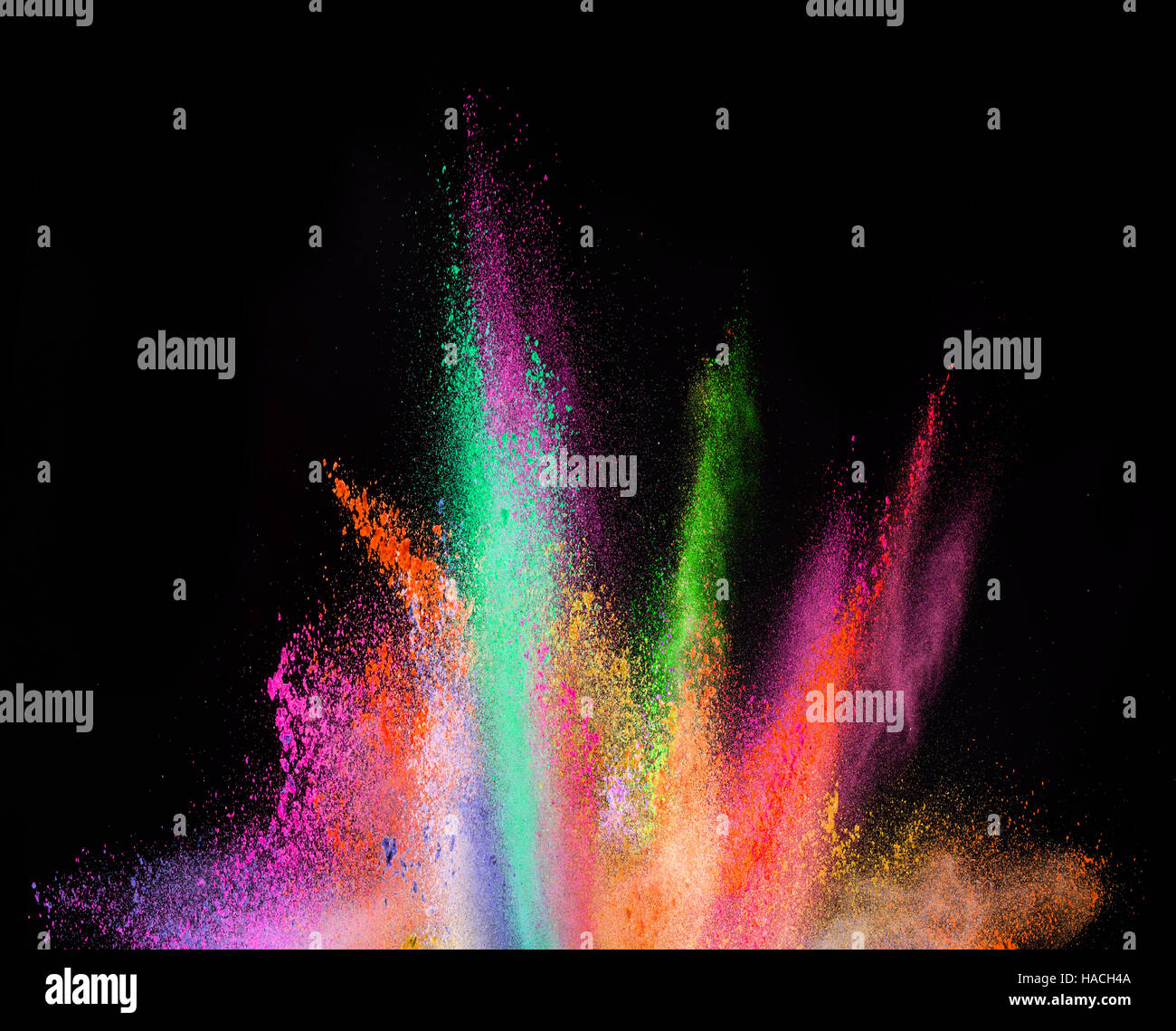 Explosion of colored powder, isolated on black background Stock Photo ...
