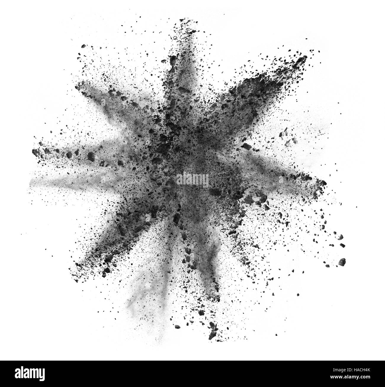 Explosion of black powder, isolated on white background Stock Photo - Alamy