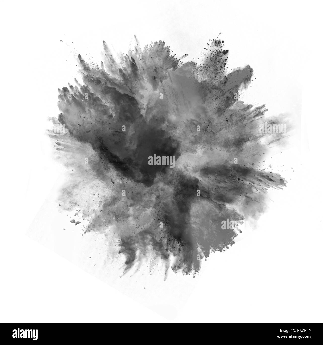Explosion of black powder, isolated on white background Stock Photo - Alamy