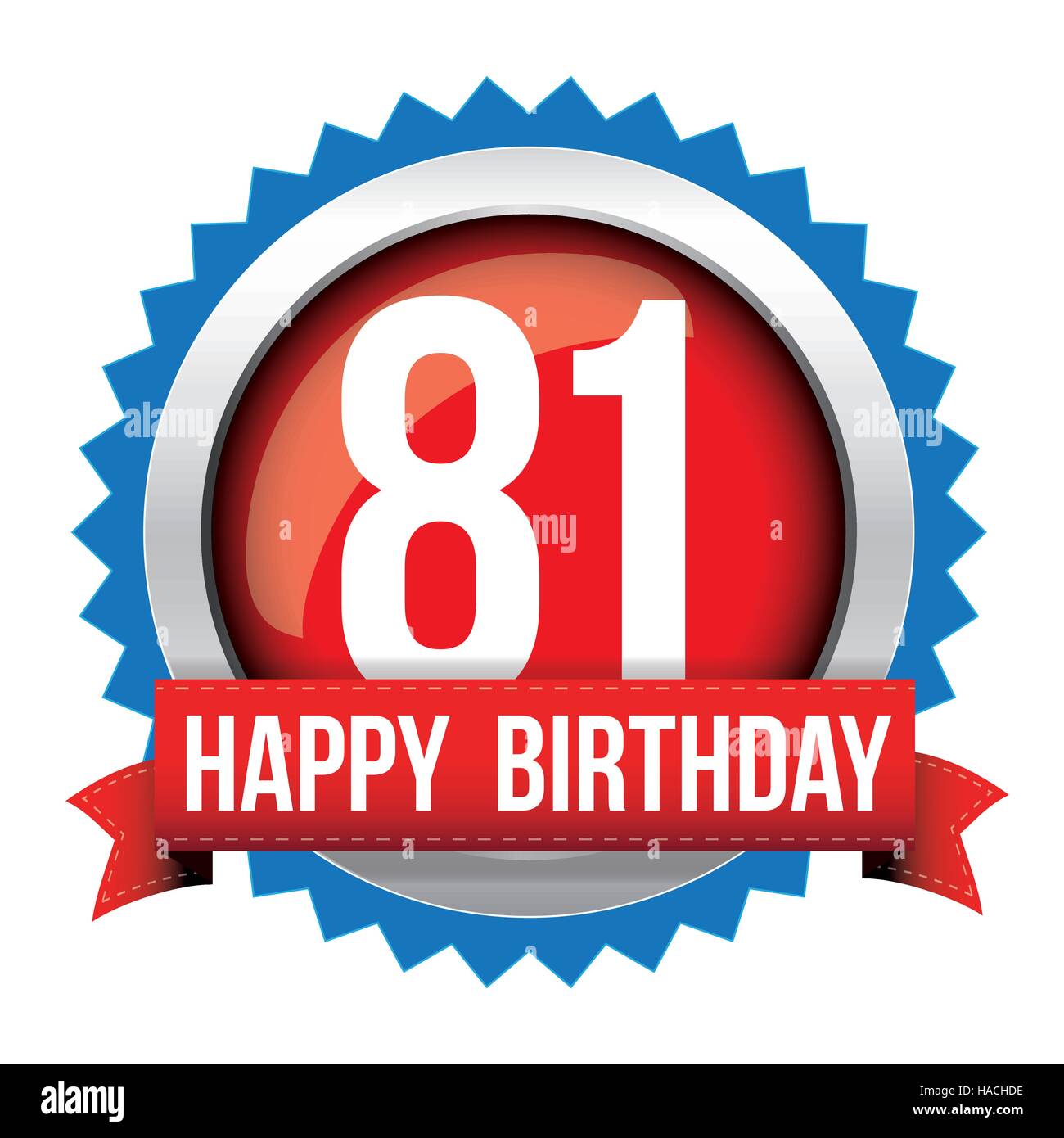 Eighty One years happy birthday badge ribbon Stock Vector Image & Art ...