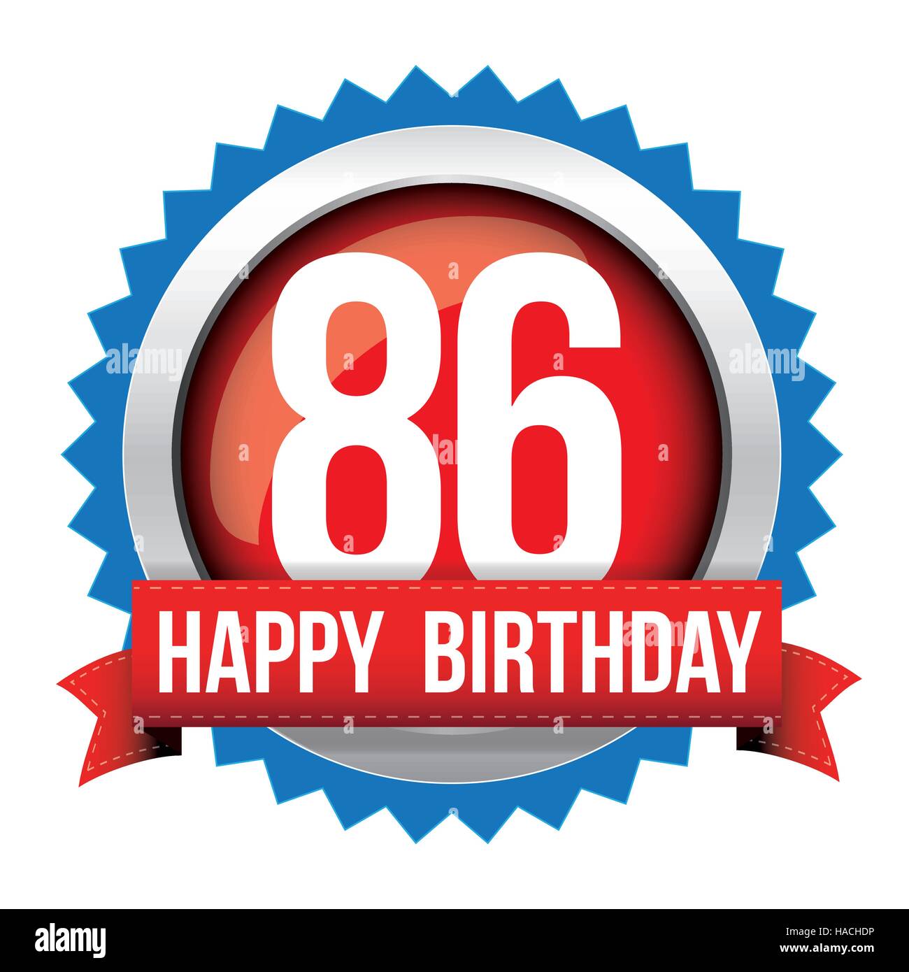 Eighty Six years happy birthday badge ribbon Stock Vector Image & Art ...