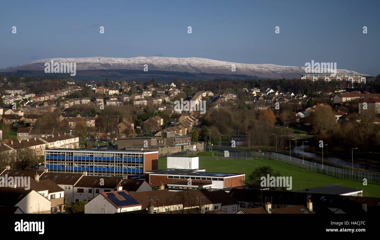 skyline of north Glasgow with forth and clyde canal knightswood ...