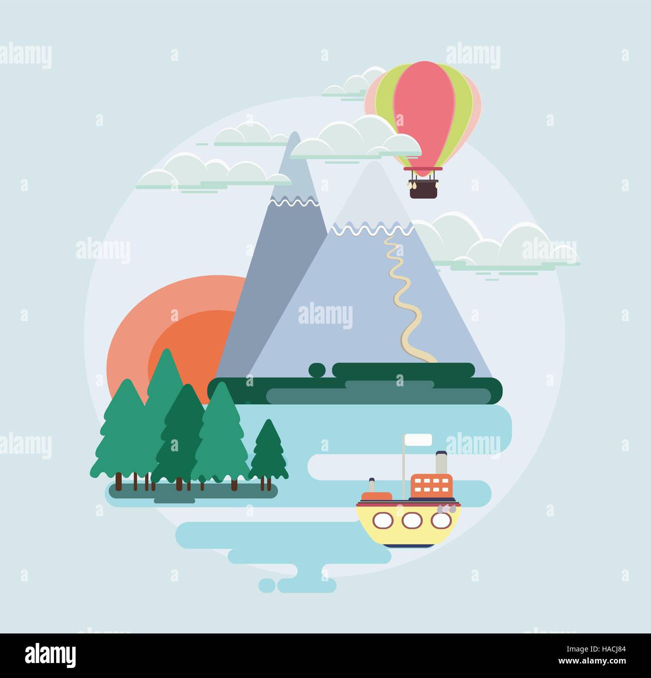 Flat design nature landscape colorful illustration Stock Vector Image ...