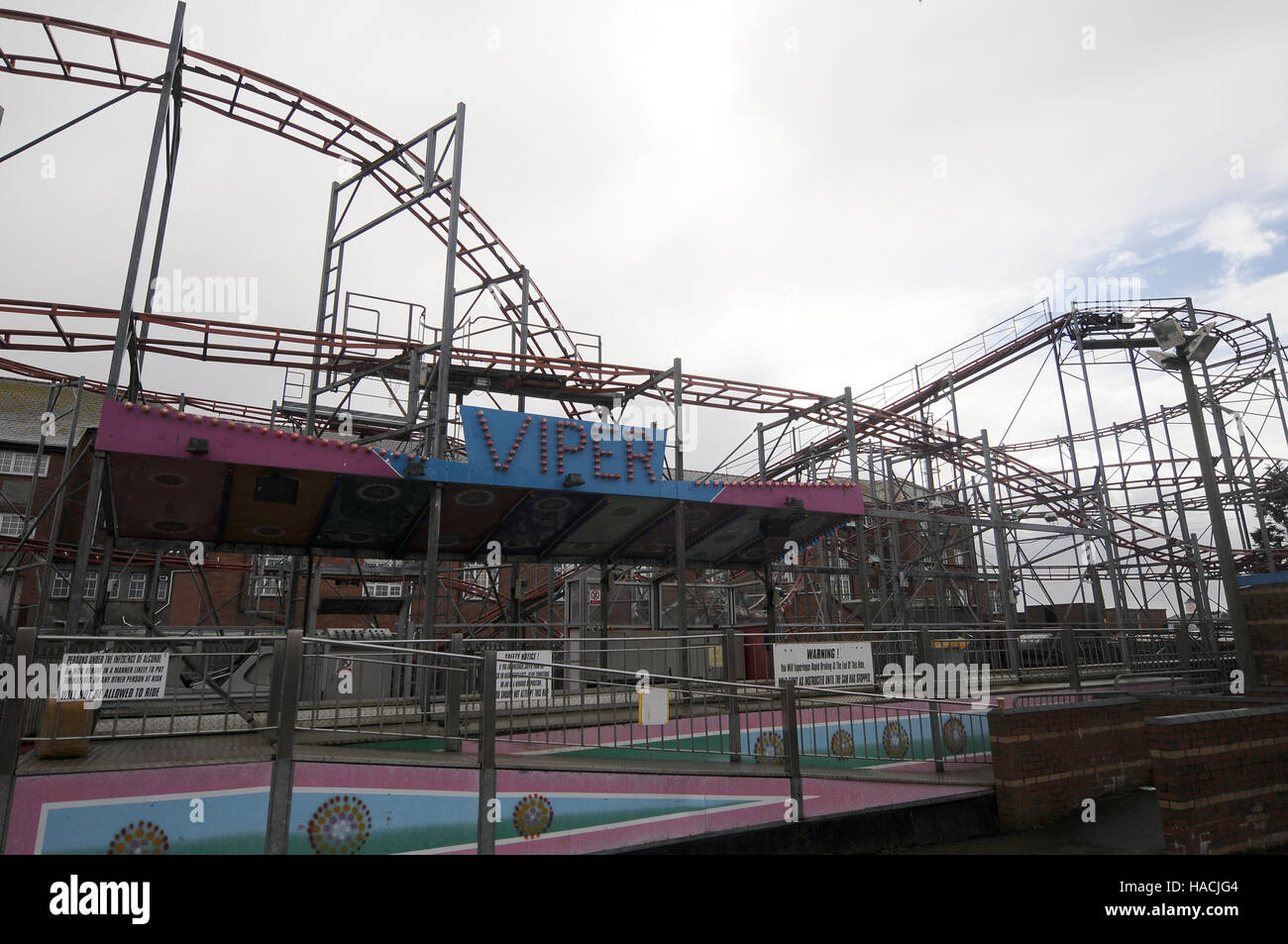 General view of the Viper rollercoaster ride Barry Island theme park in ...