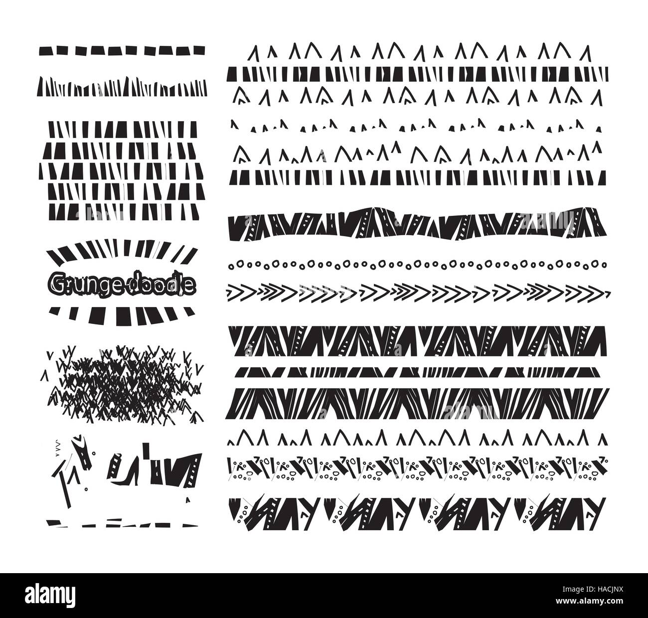 Set of grunge lines borders background doodles elements for design ...
