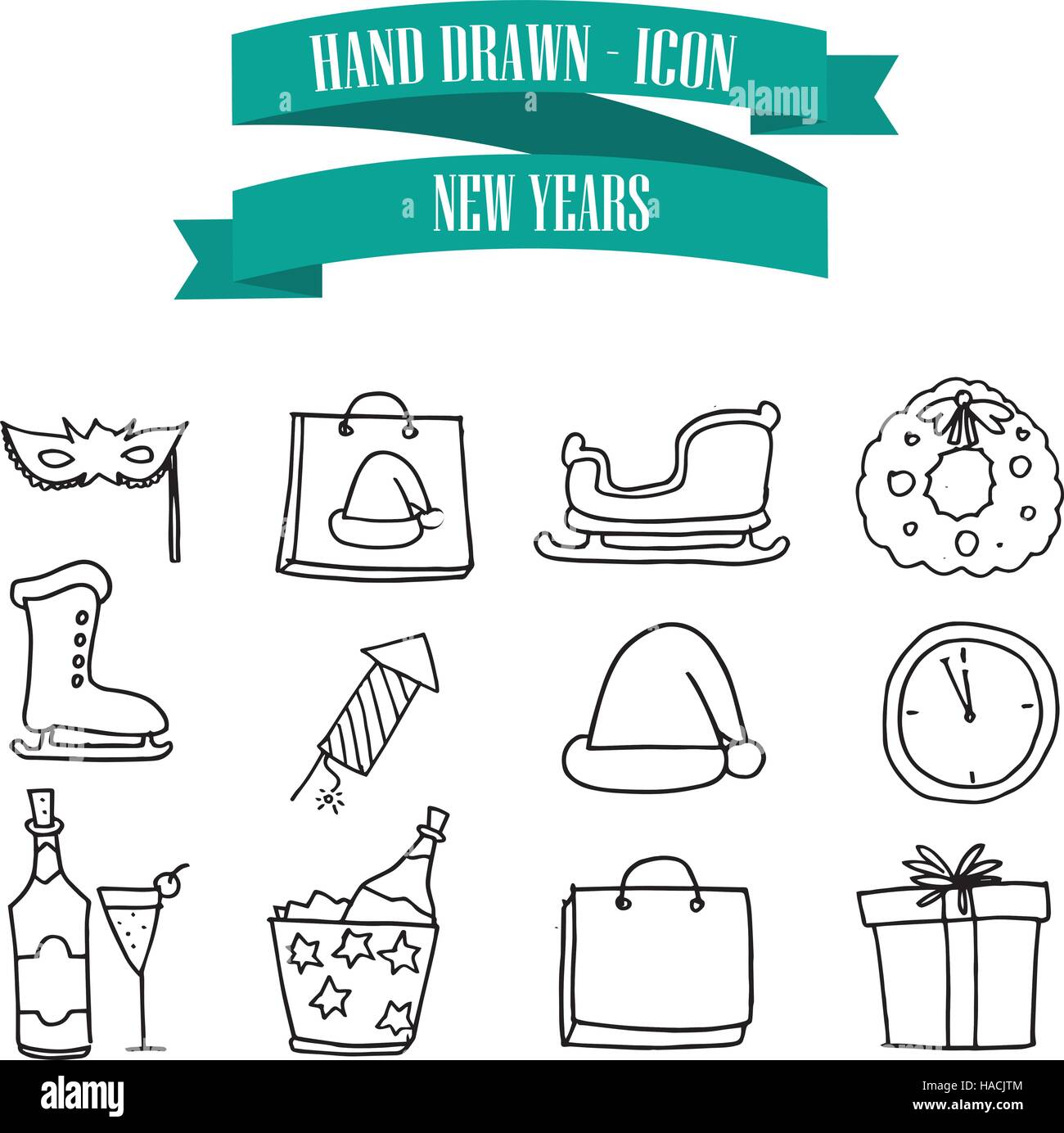 Hand draw christmas icons set hi-res stock photography and images - Alamy