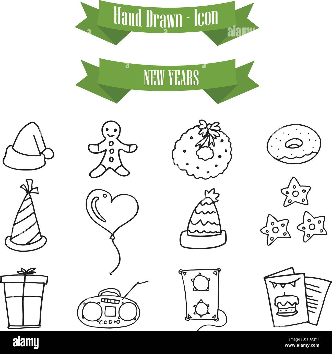 Collection New Year with hand draw Stock Vector Image & Art - Alamy