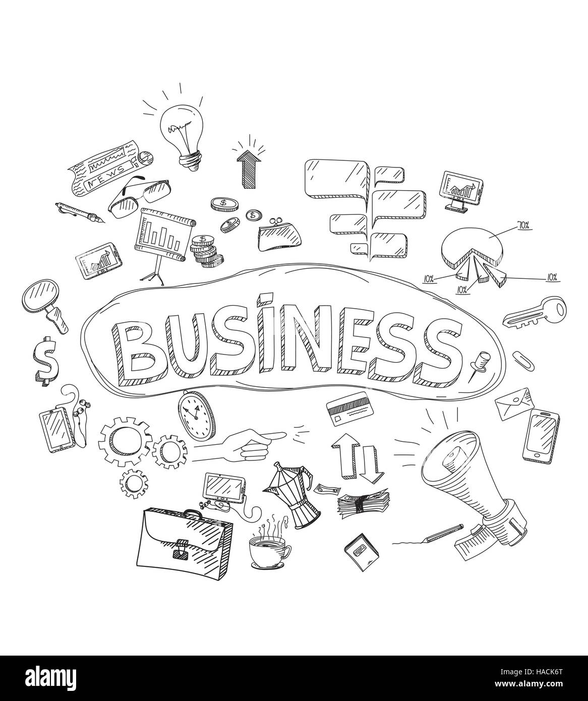 Icons doodle coffee Black and White Stock Photos & Images - Alamy