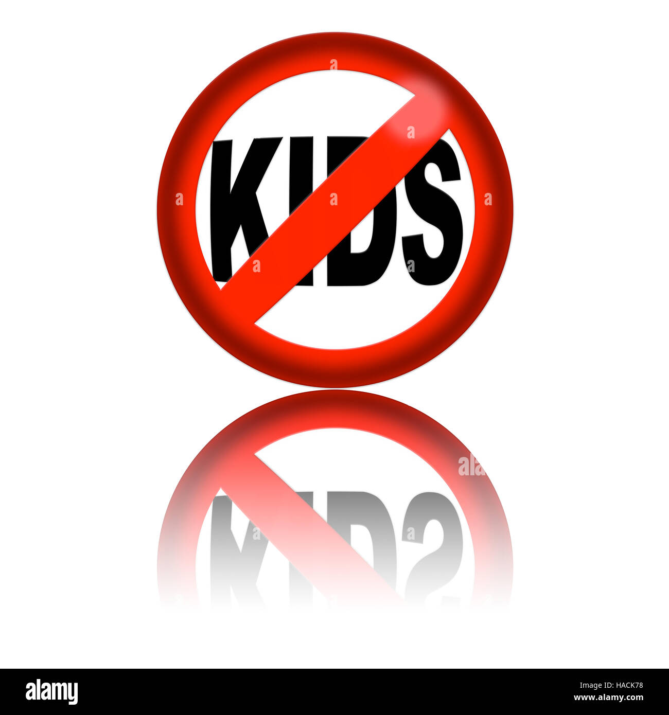 3D sphere no kids sign with reflection Stock Photo - Alamy