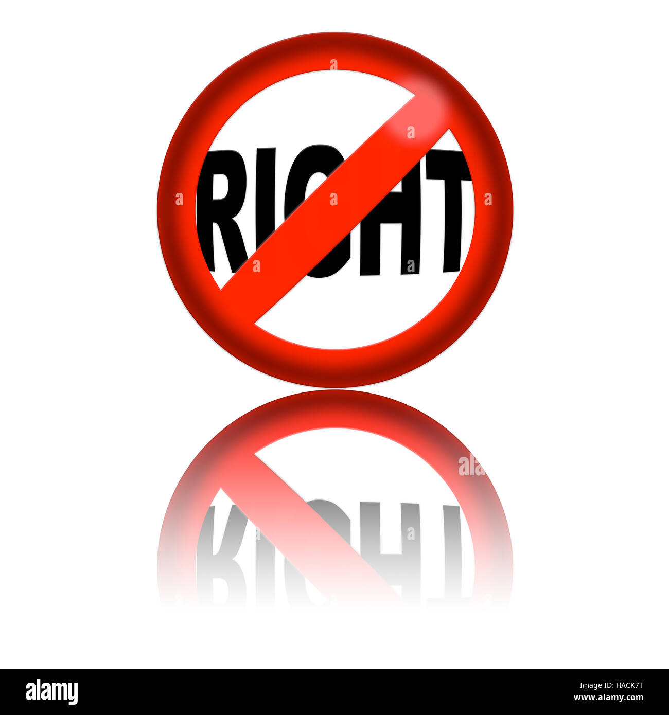 3D sphere no right sign with reflection Stock Photo - Alamy
