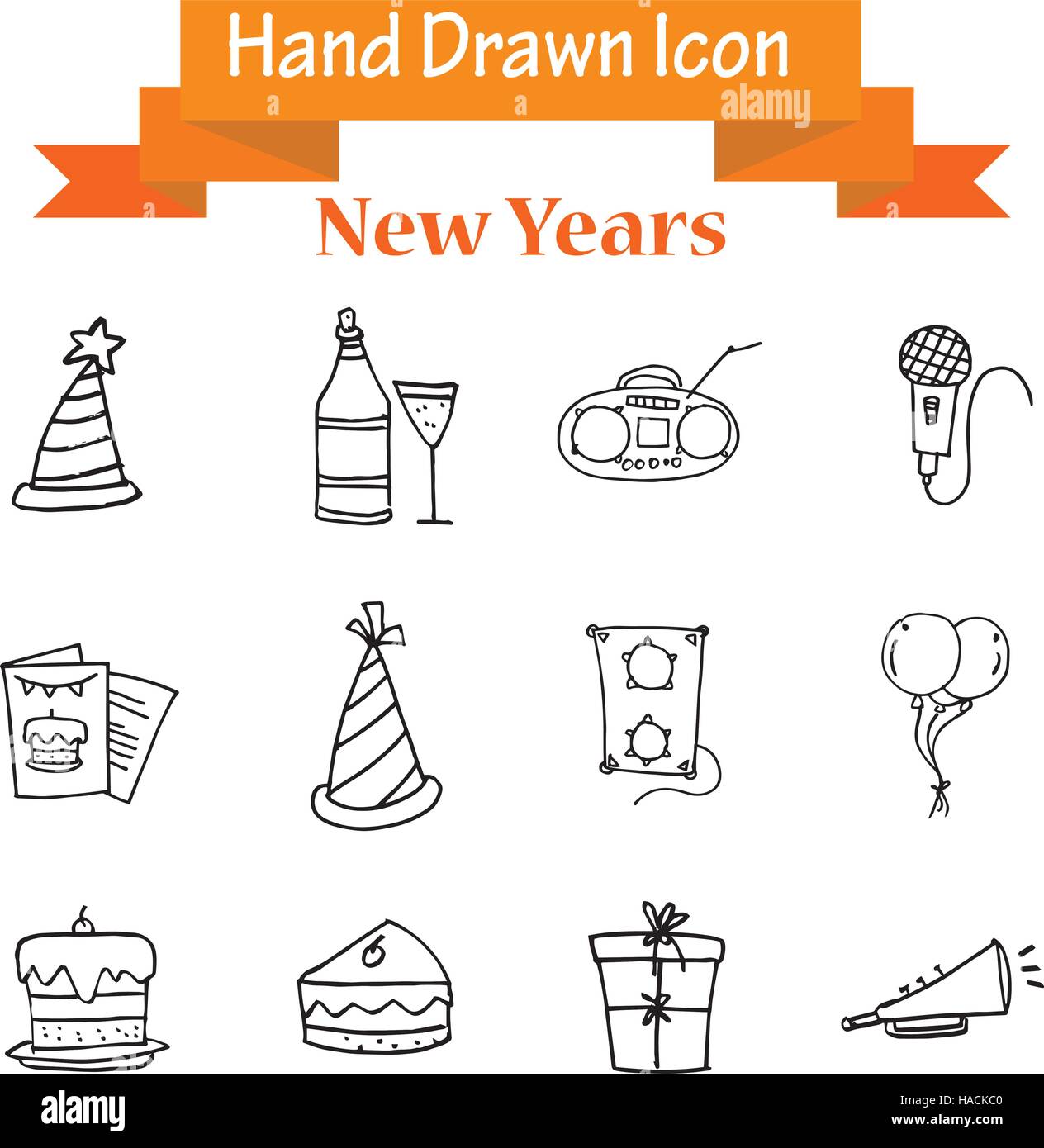 Collection of New Year object hand draw Stock Vector Image & Art - Alamy