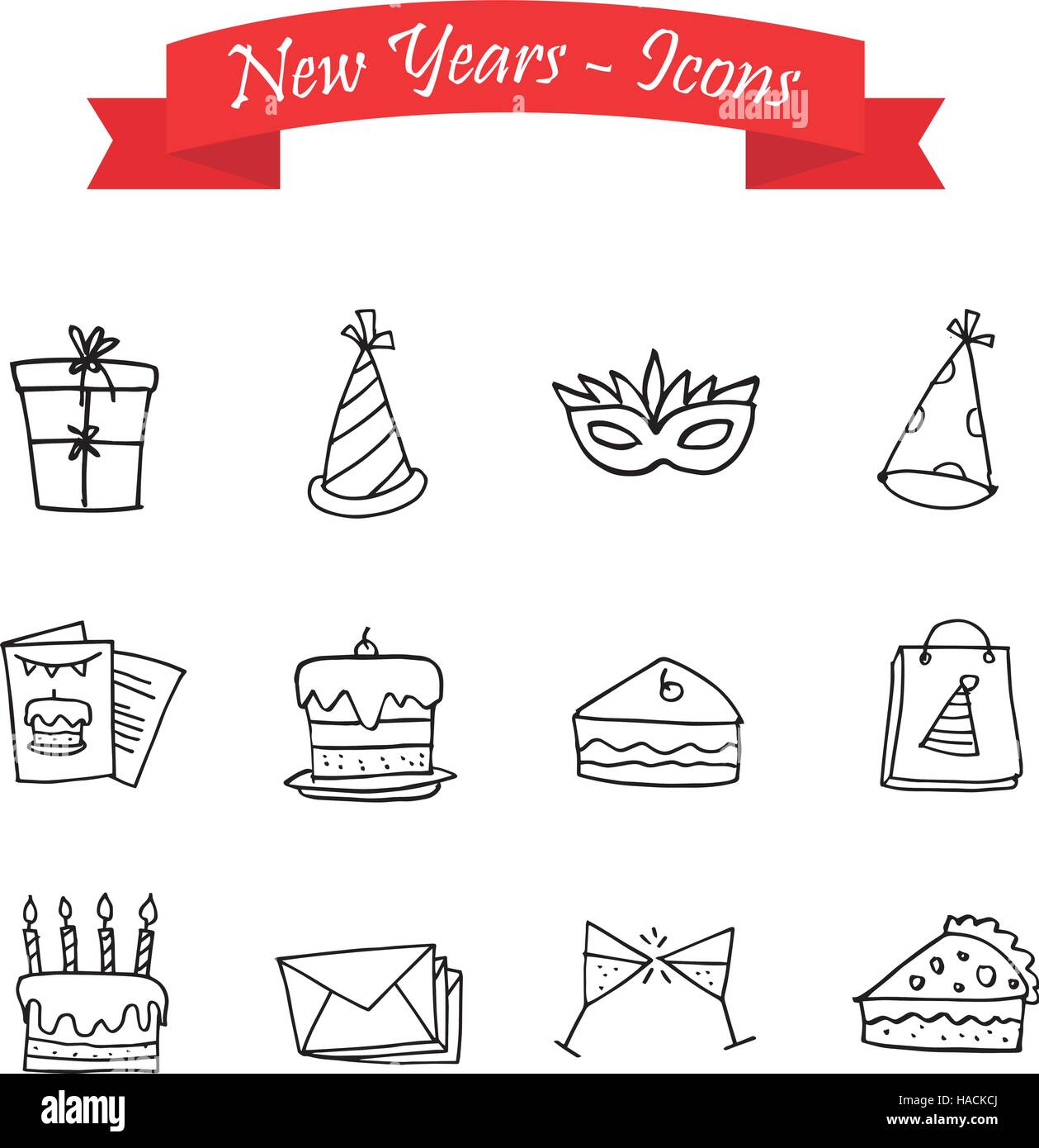 Hand draw element New Year of icons Stock Vector Image & Art - Alamy