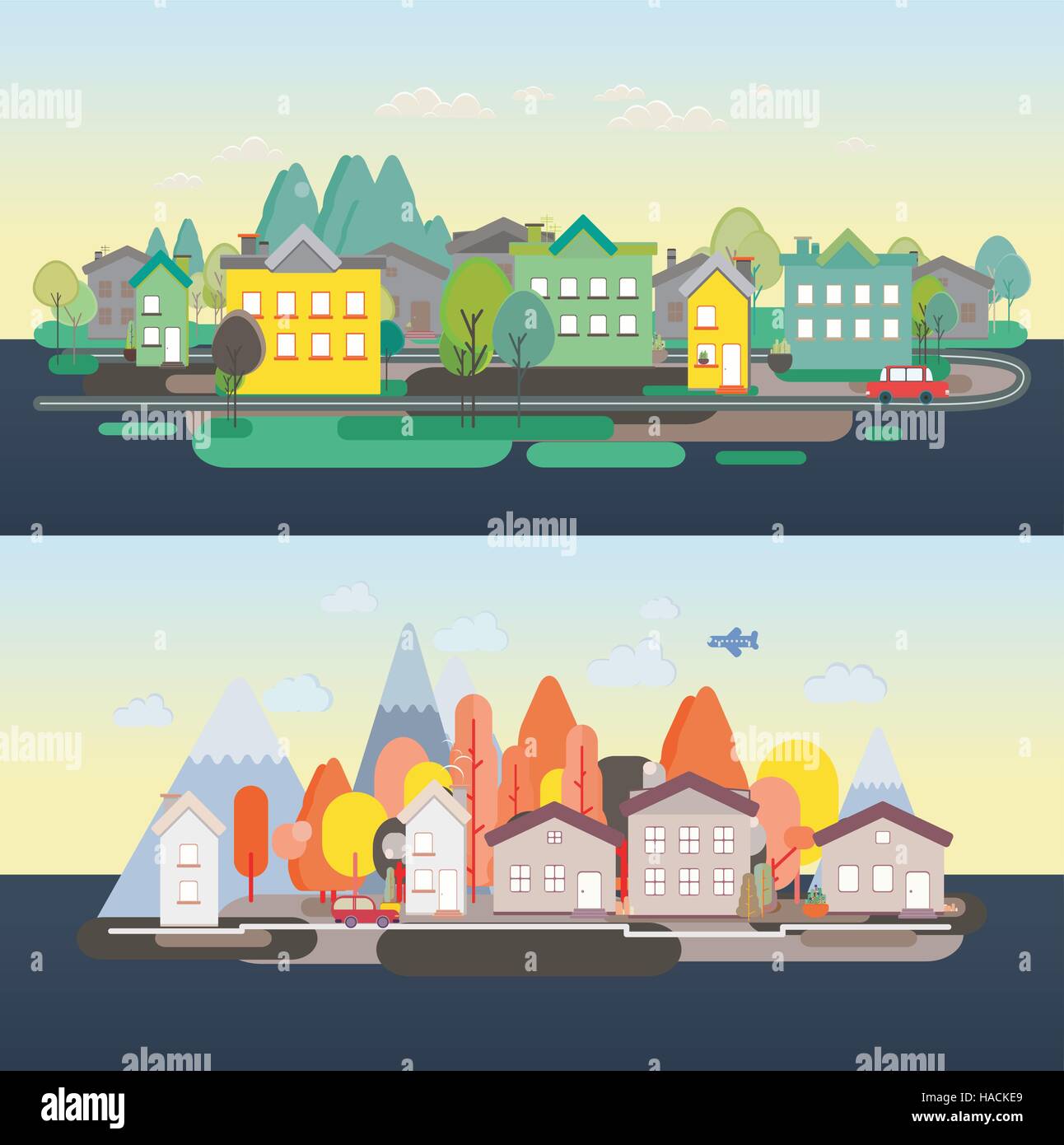 Flat design nature landscape Stock Vector Image & Art - Alamy