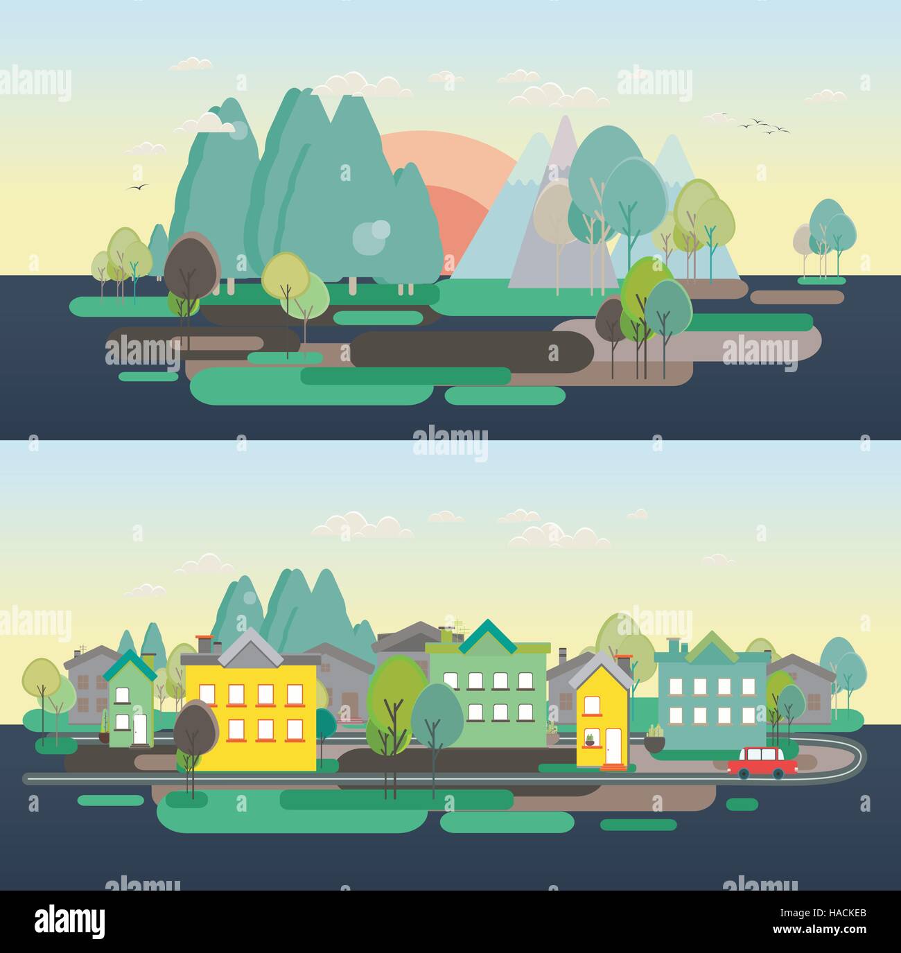 Flat design nature landscape Stock Vector Image & Art - Alamy