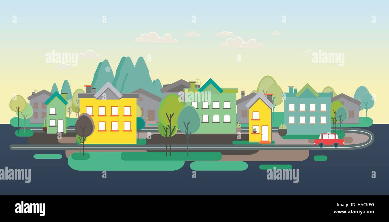 Flat design nature landscape Stock Vector Image & Art - Alamy