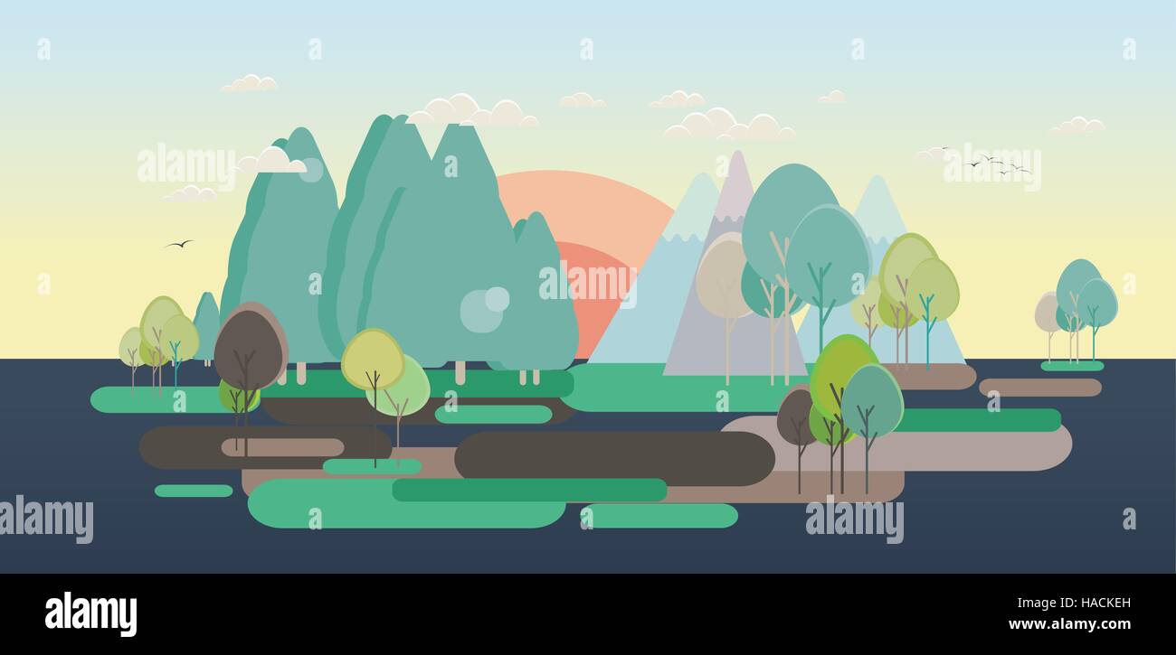 Flat design nature landscape Stock Vector Image & Art - Alamy