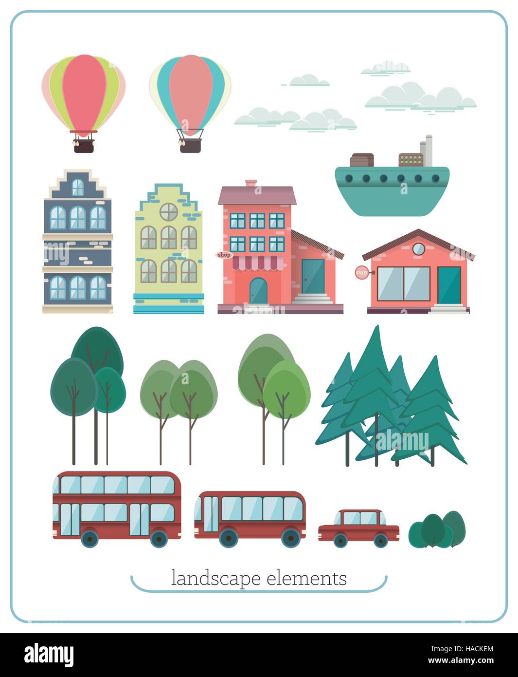 Set flat landscape elements with buildings Stock Vector Image & Art - Alamy