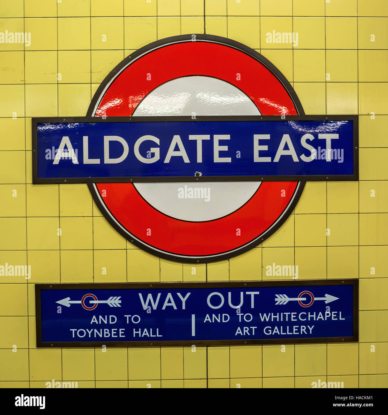 logo of the underground station Aldgate East in London Stock Photo - Alamy