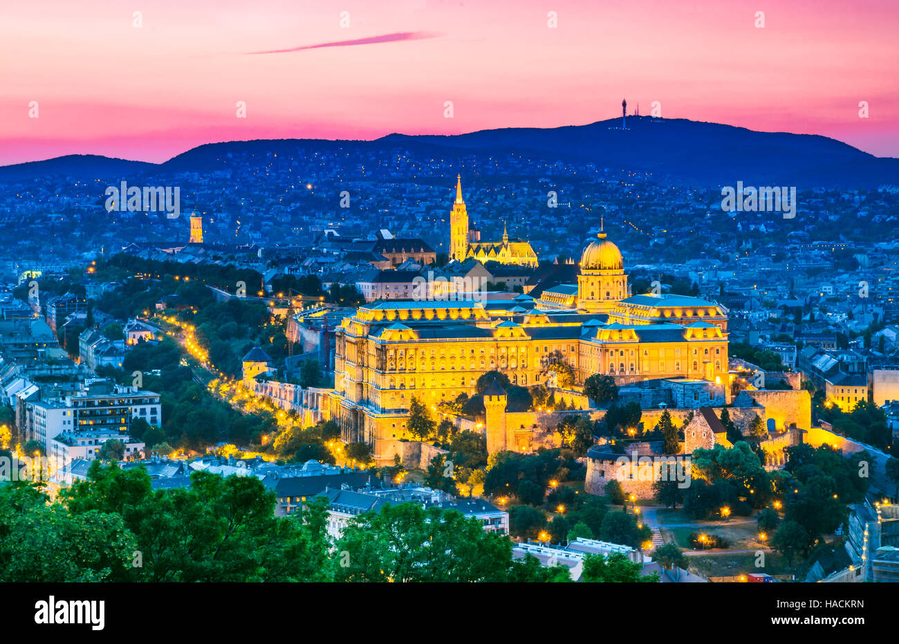 Budapest, Hungary. Buda Castle as seen from Gellert Hill in Magyar ...