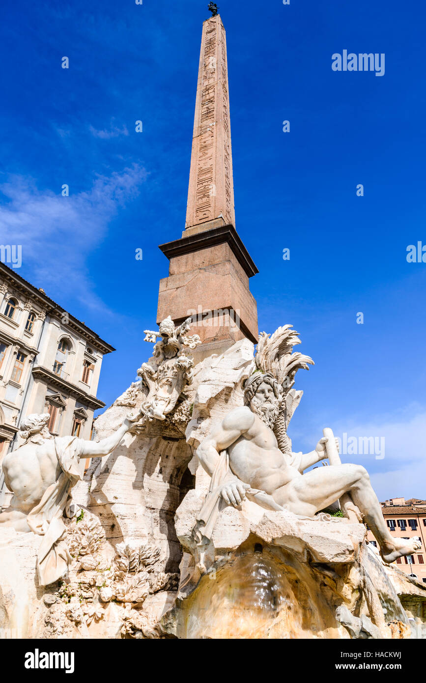 Famous Rivers In Rome Italy Fountain Of The Four Rivers In Piazza