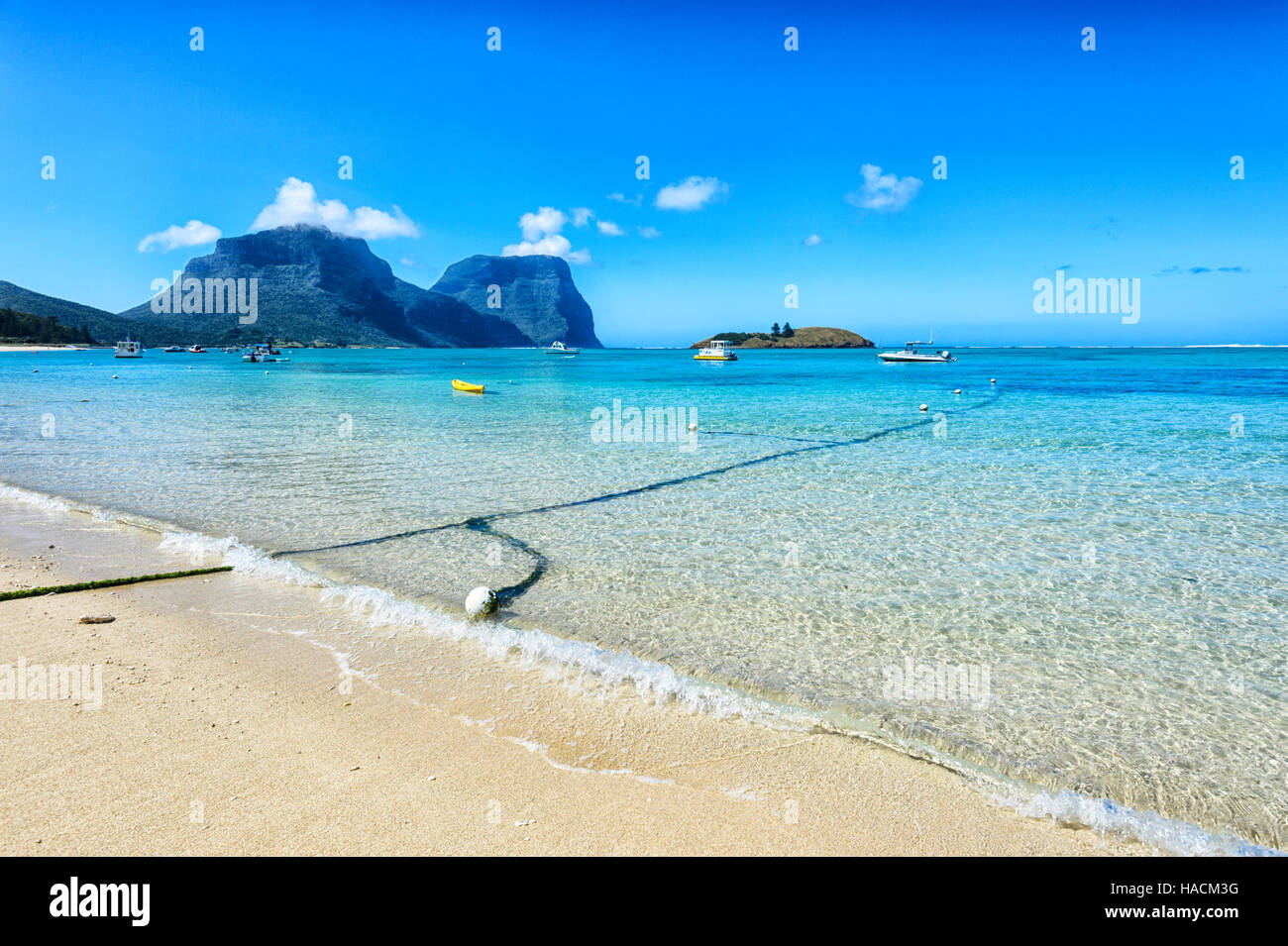 View of The Lagoon, Mt Gower and Mt Lidgbird, Lord Howe Island, New ...