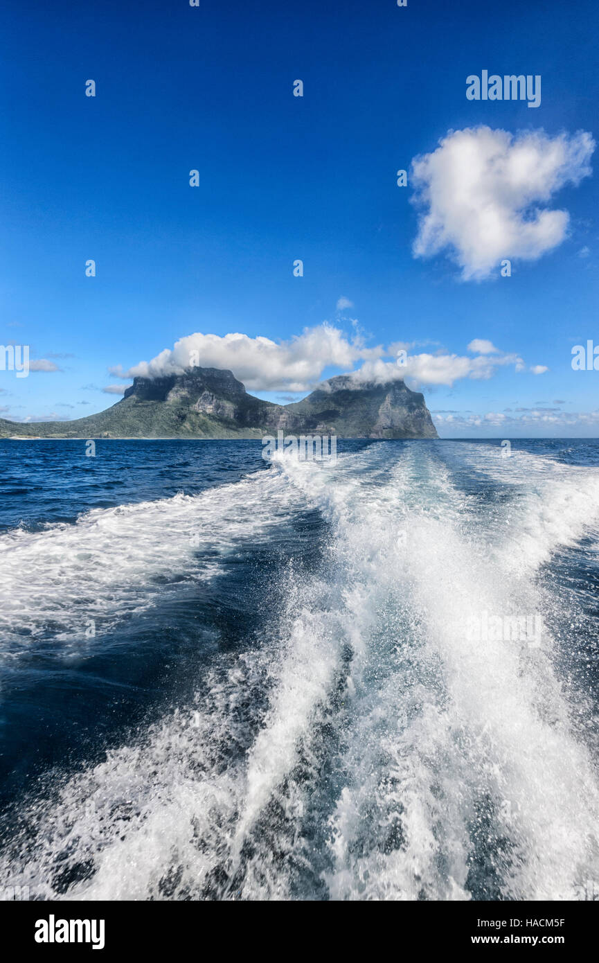 Mt Gower and Mt Lidgbird seen from the sea, Lord Howe Island, New South ...