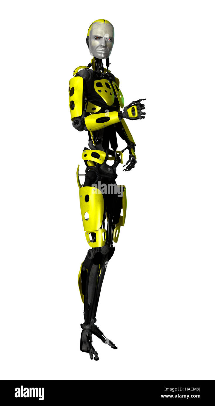 3D rendering of a robot isolated on white background Stock Photo - Alamy