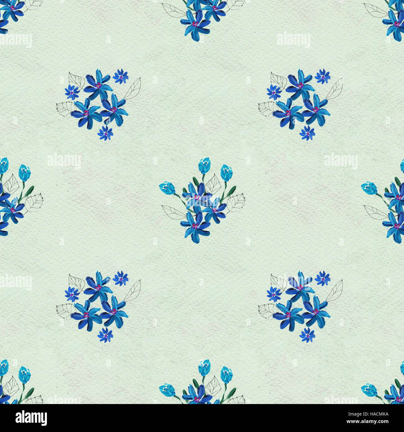 Seamless pattern with blue flowers Stock Photo - Alamy