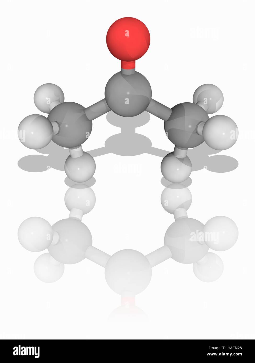 Acetone. Molecular model of the ketone acetone (C3.H6.O). This ... Acetone. Molecular model of the ketone acetone (C3.H6.O). This ...