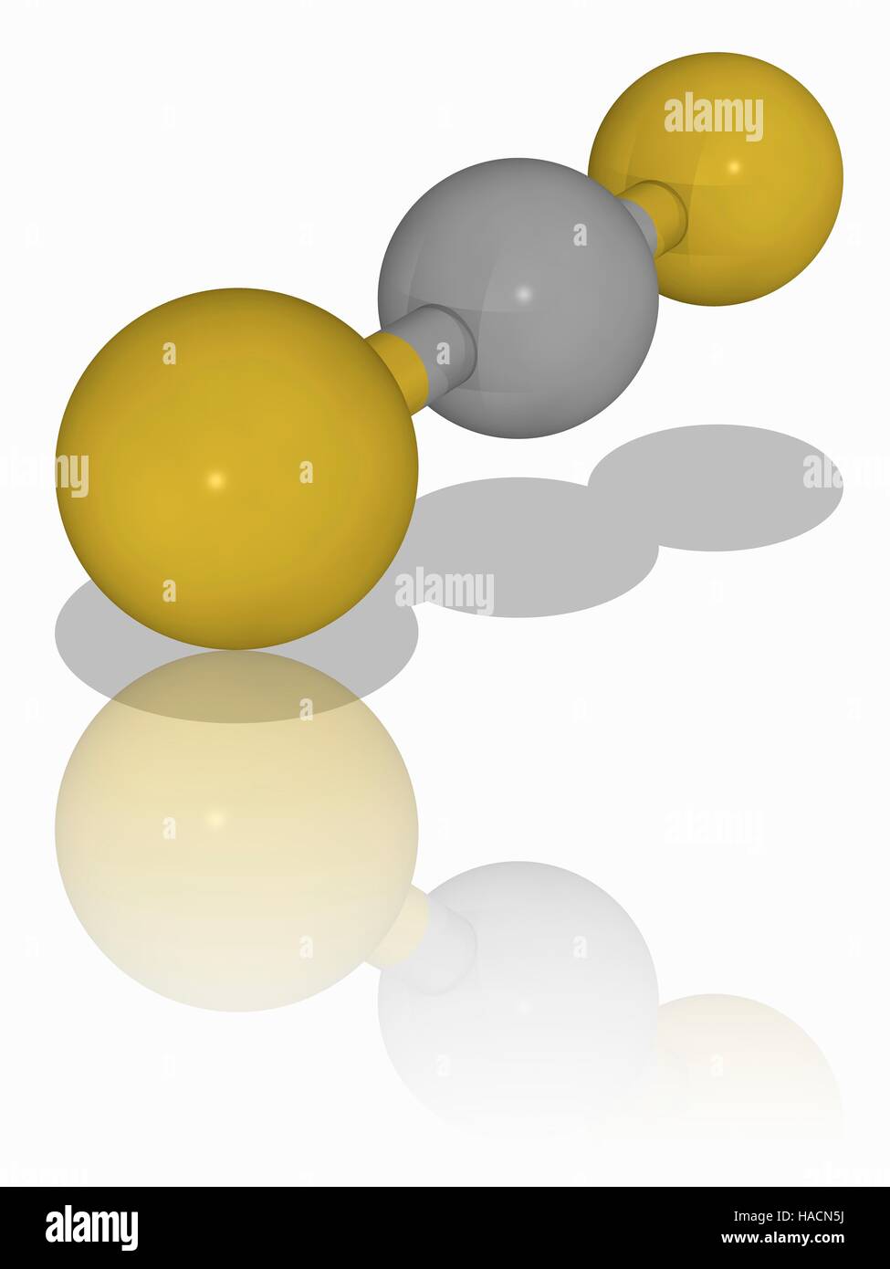Carbon disulphide. Molecular model of the inorganic carbon compound ...