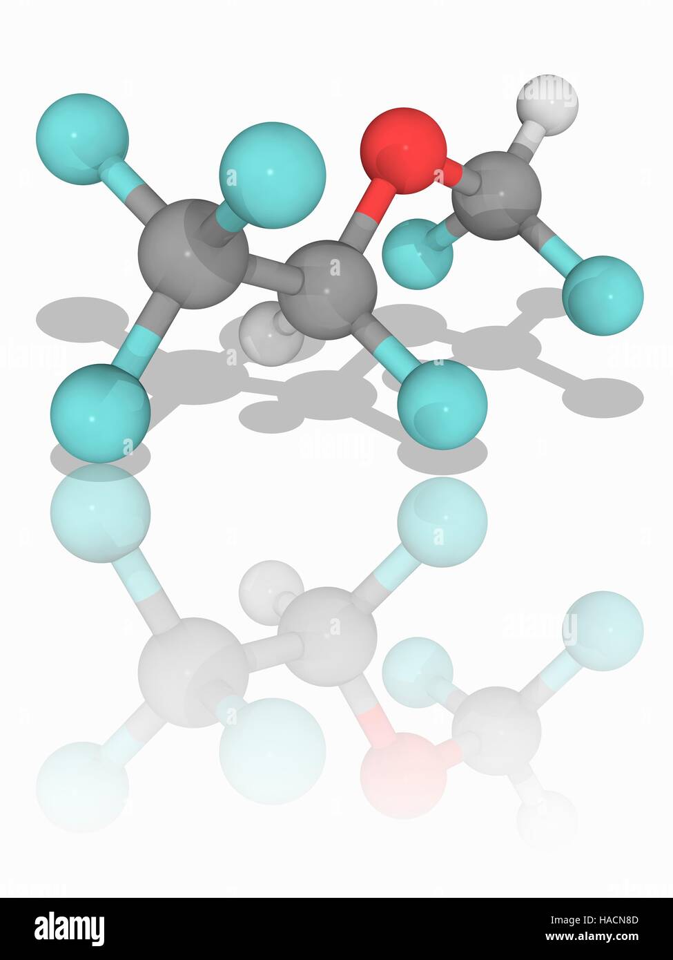 Desflurane anaesthetic. Molecular model of the anaesthetic drug ...