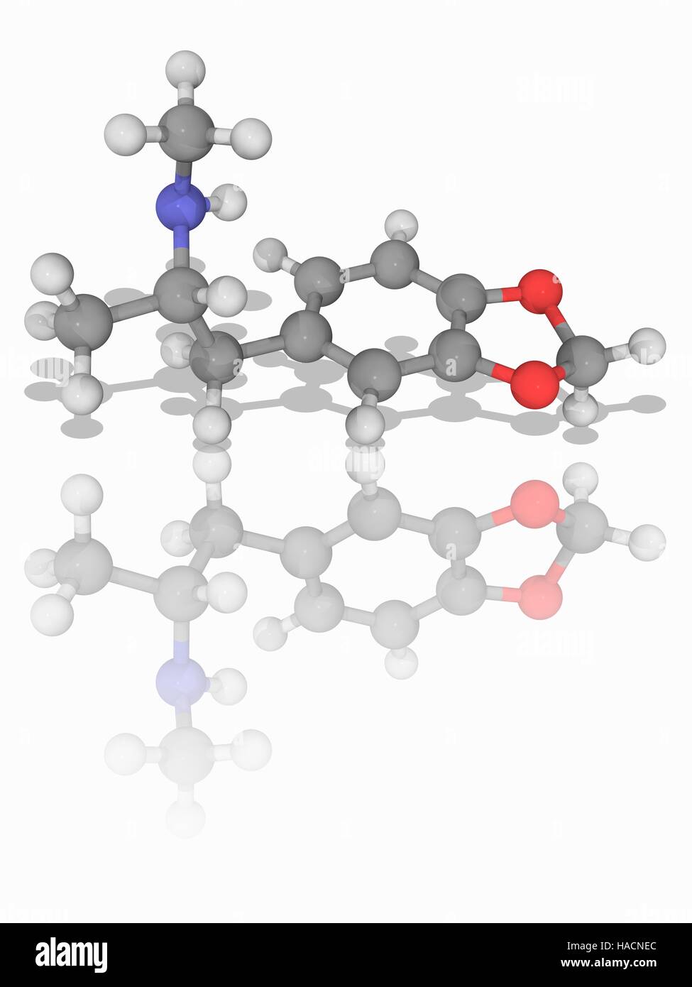 MDMA (ecstasy), molecular model. Ecstasy. Molecular model of the drug 3 ...