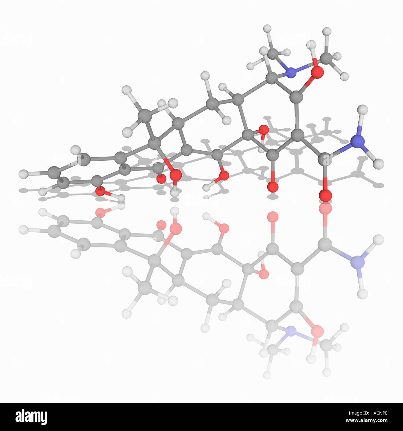 Tetracycline. Molecular model of the drug tetracycline (C22.H24.N2.O8 ...