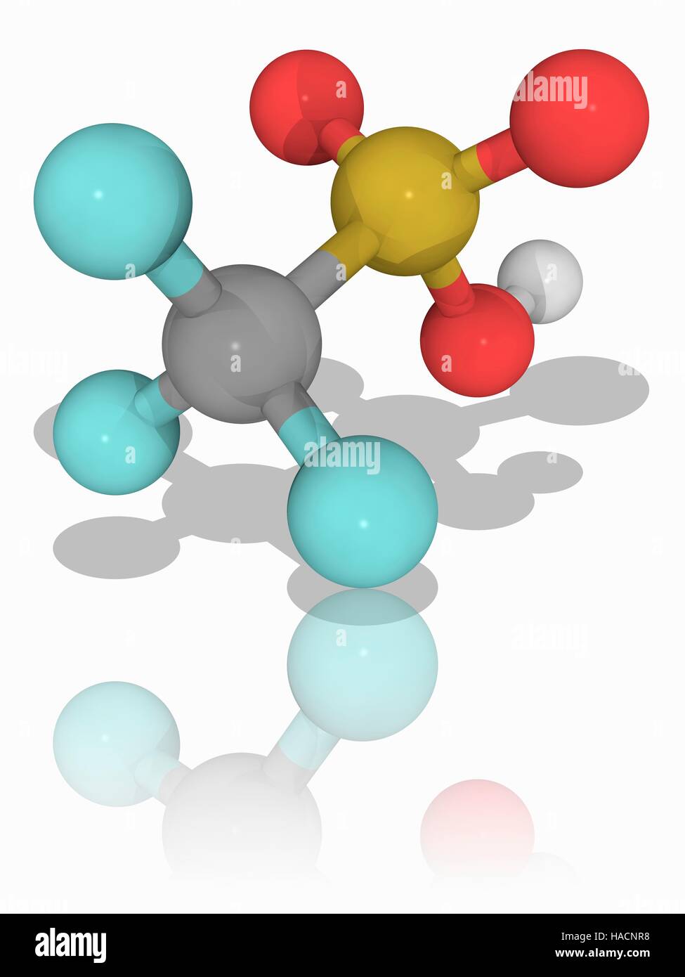 Trifluoromethanesulfonic acid. Molecular model of the superacid ...