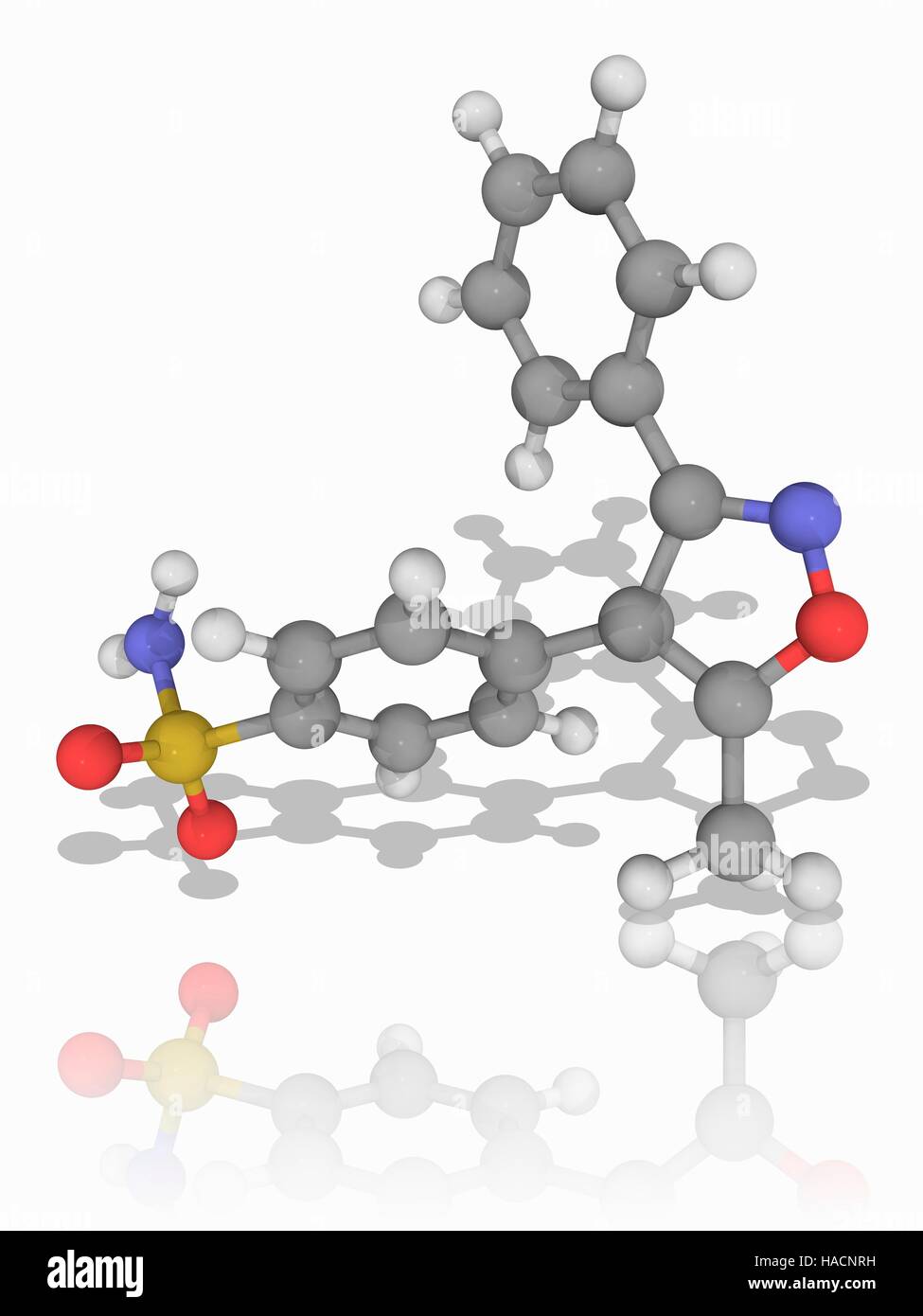 Valdecoxib. Molecular model of the non-steroidal anti-inflammatory drug ...