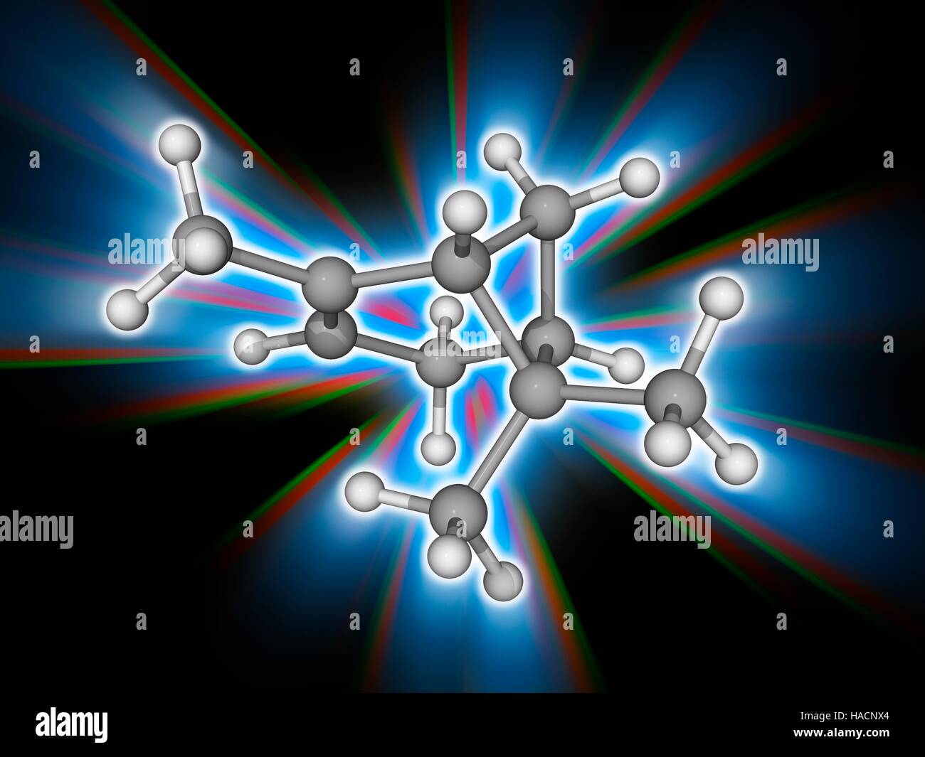 Alpha-Pinene. Molecular model of the bicyclic monoterpene compound ...
