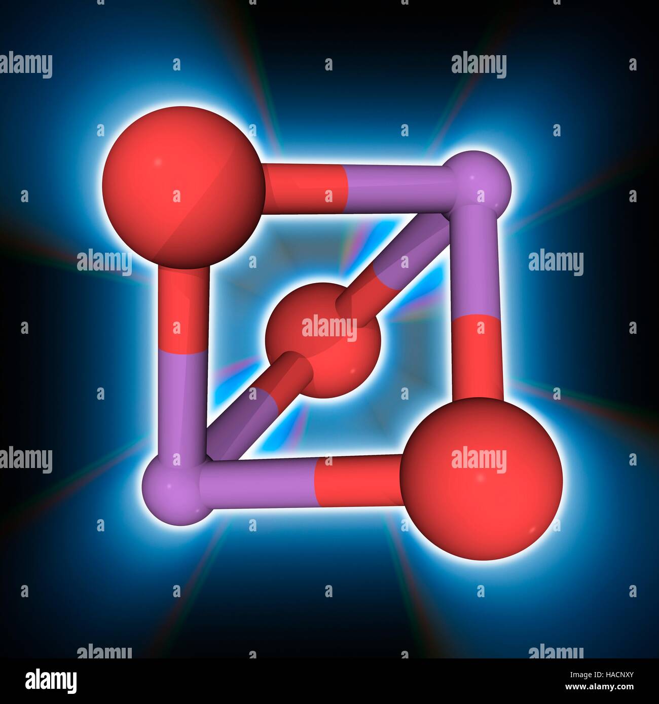 Arsenic trioxide. Molecular model of the inorganic chemical arsenic ...