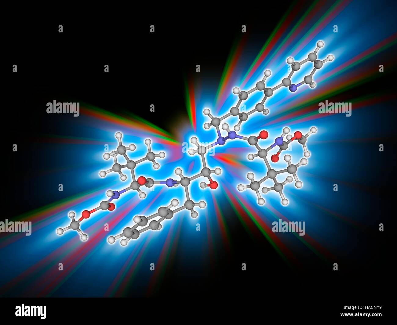 Atazanavir. Molecular model of the antiretroviral drug atazanavir (C38 ...