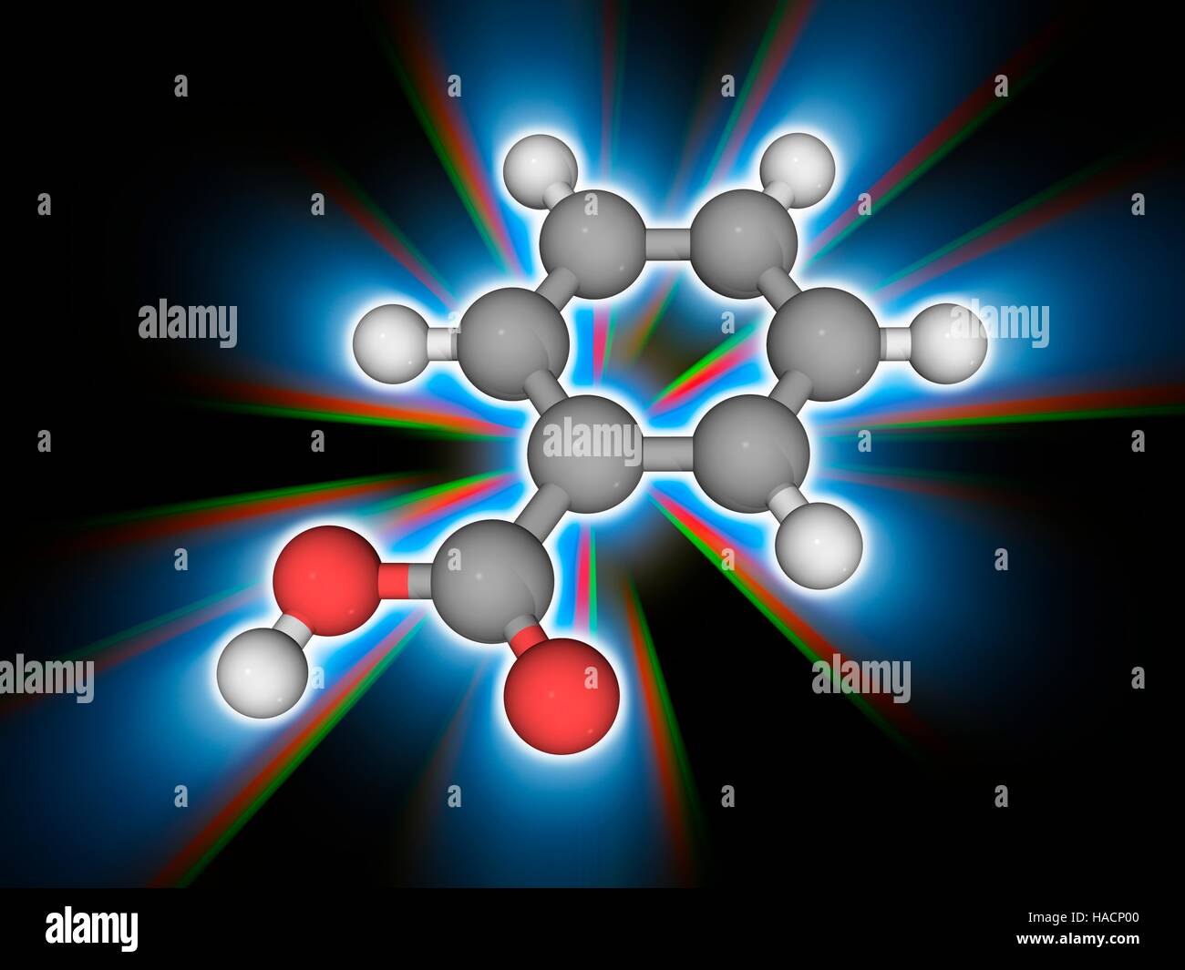 Benzoic acid. Molecular model of the simplest aromatic carboxylic acid ...