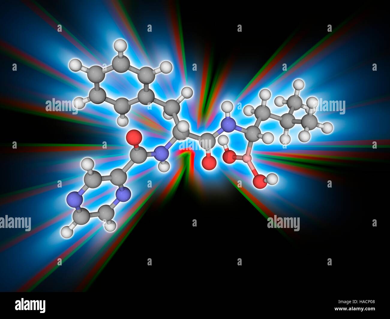 Bortezomib. Molecular model of the proteasome inhibitor drug bortezomib ...