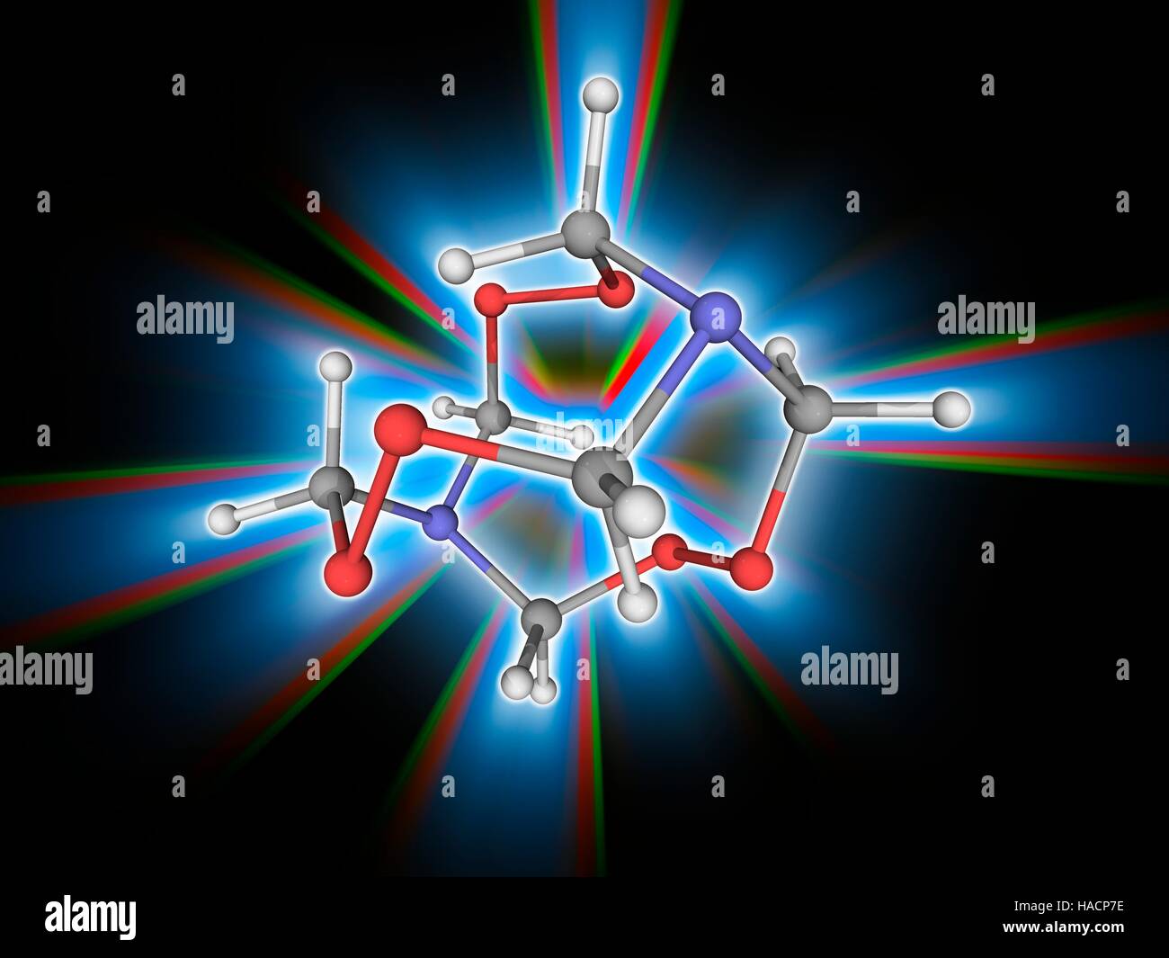 HMTD explosive. Molecular model of the explosive hexamethylene ...