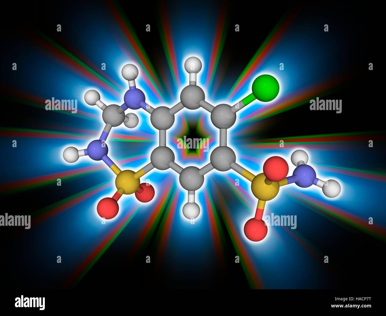 Hydrochlorothiazide. Molecular model of the diuretic drug ...