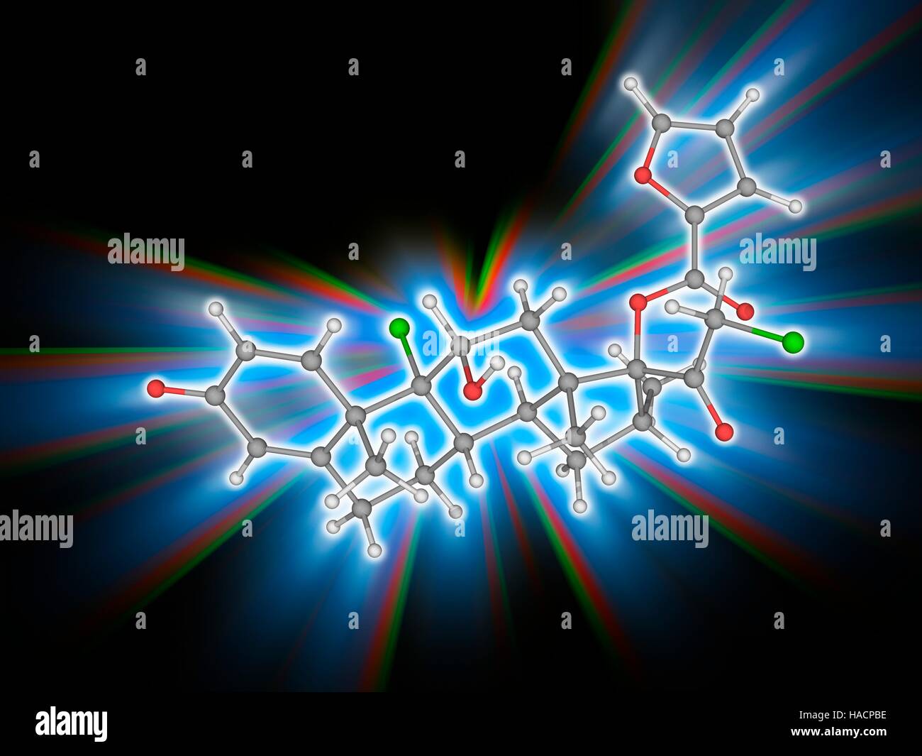 Mometasone furoate. Molecular model of the glucocorticosteroid drug ...