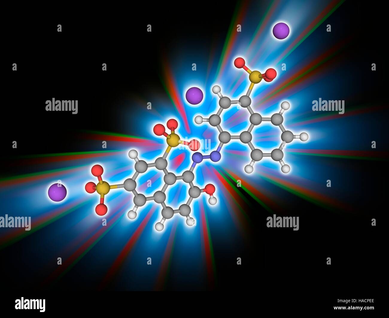 Ponceau 4R. Molecular model of the synthetic colourant and food ...