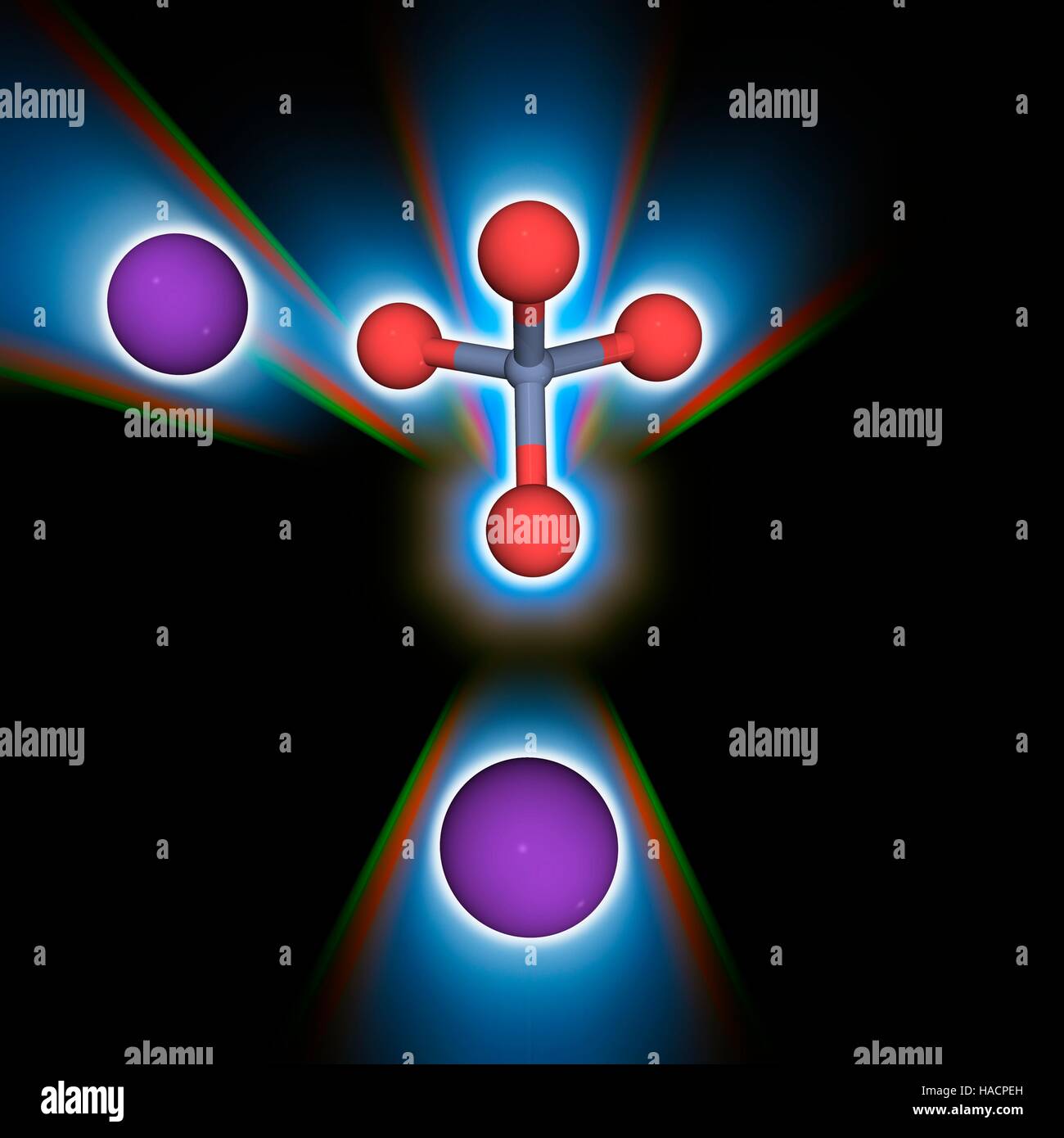Potassium chromate. Molecular model of the chemical compound potassium ...