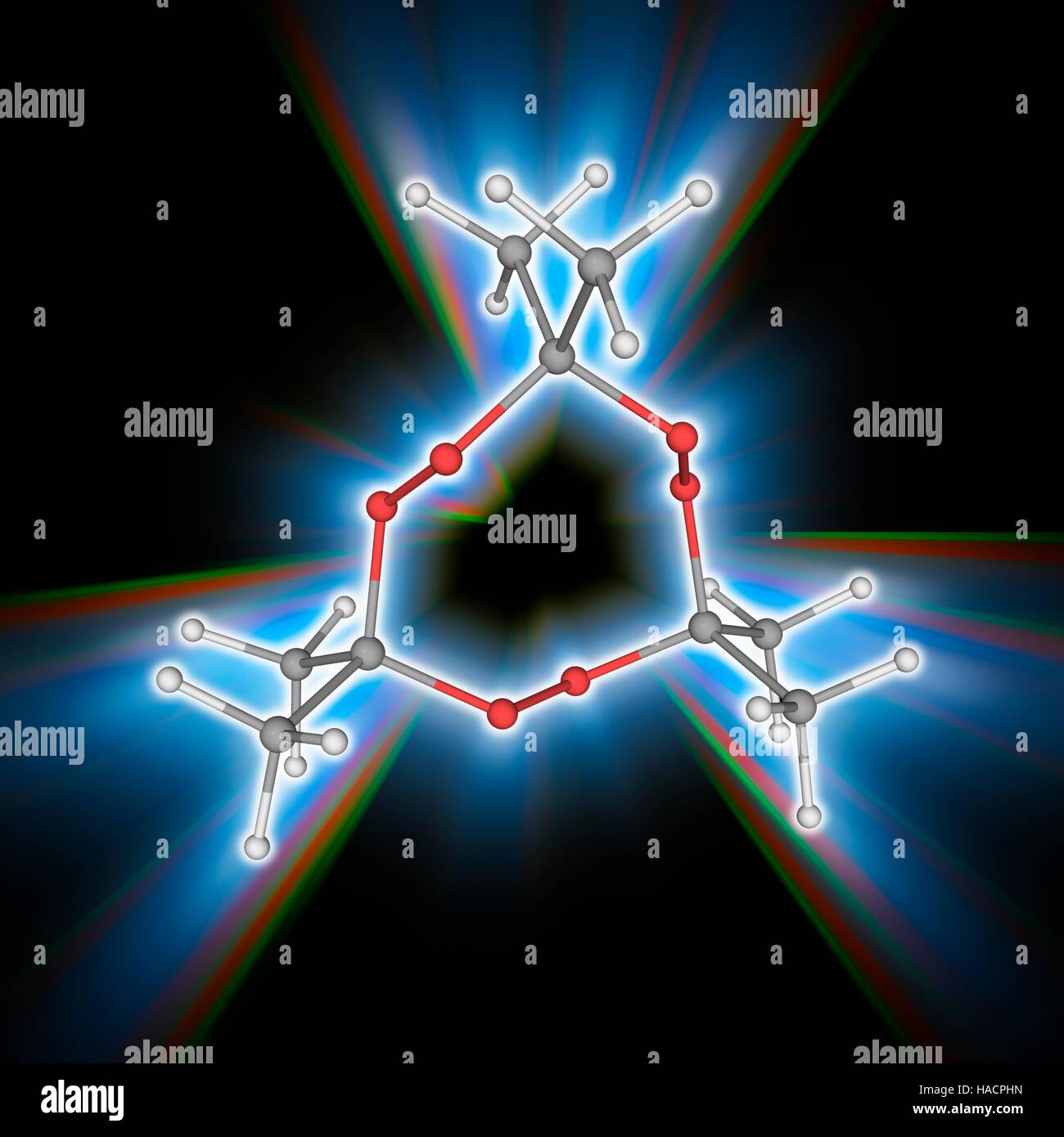Triacetone triperoxide. Molecular model of the trimer form of the ...