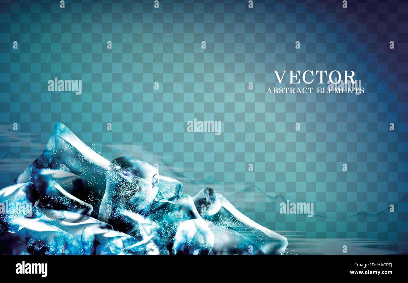 blue ice cubes at corner, transparent background, 3d illustration Stock ...