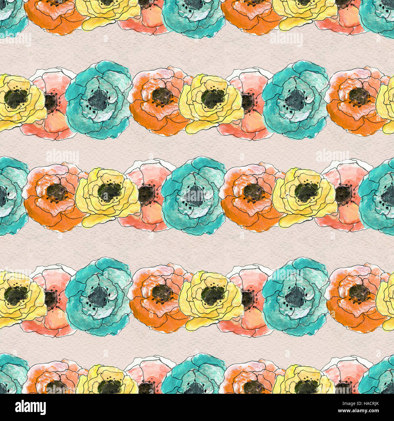 Seamless pattern with colorful flowers Stock Photo - Alamy