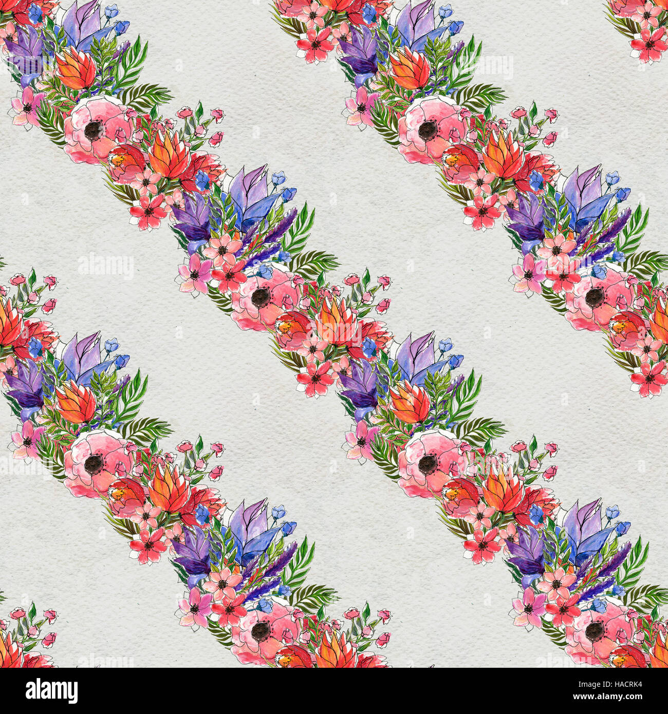 Seamless pattern with colorful flowers Stock Photo - Alamy